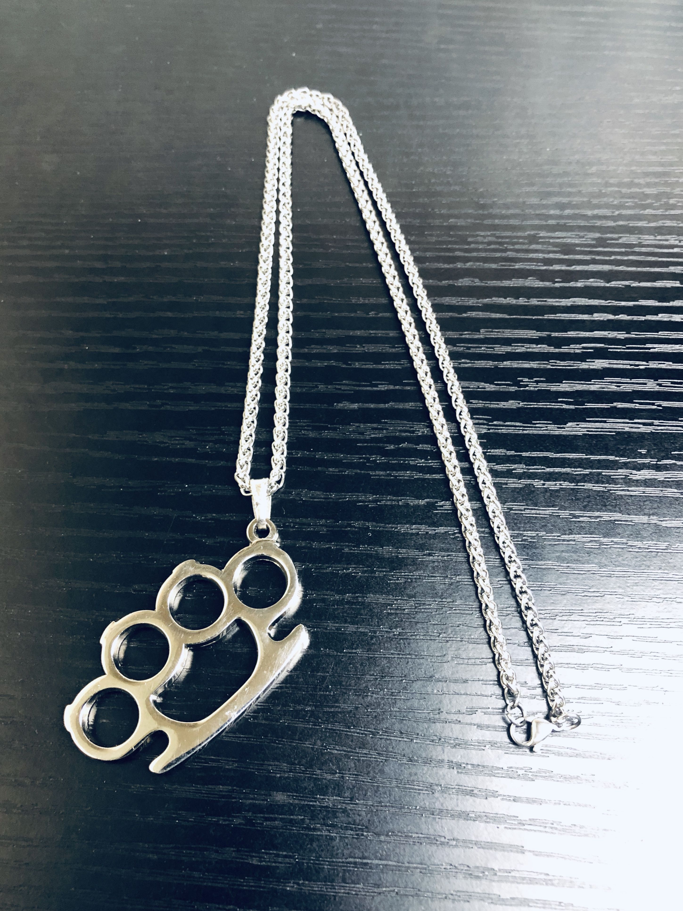 Vintage Brass Knuckles Brawler Pendant Necklace chain 23 inc | Grailed