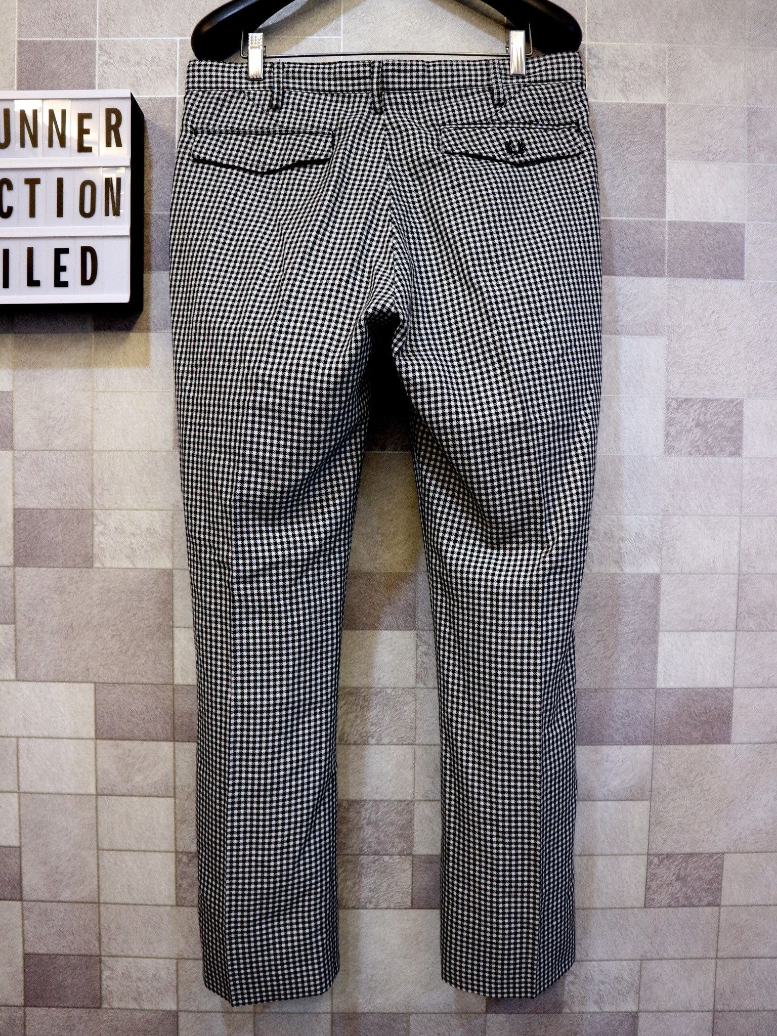 Fred Perry Fred Perry Black & White Checkered Casual Pants | Grailed