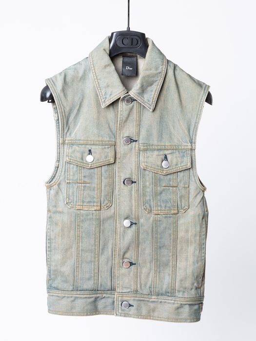 Dior SS04 Dior Homme 'Strip' Light Blue Jean Denim Vest Hedi Slimane Sz ...