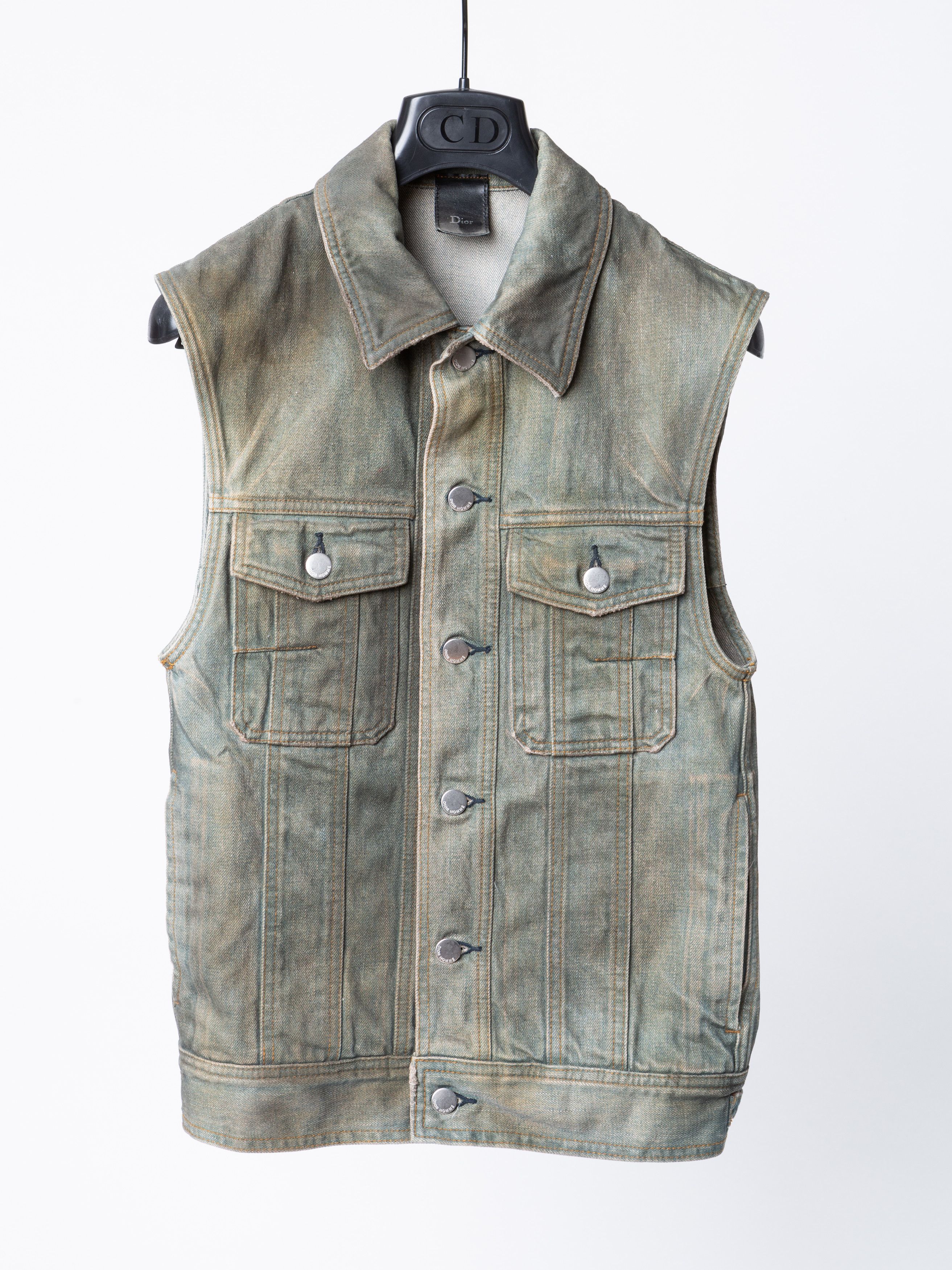Dior × Hedi Slimane SS04 Dior Homme 'Strip' Dirty Light Blue Jean Denim ...