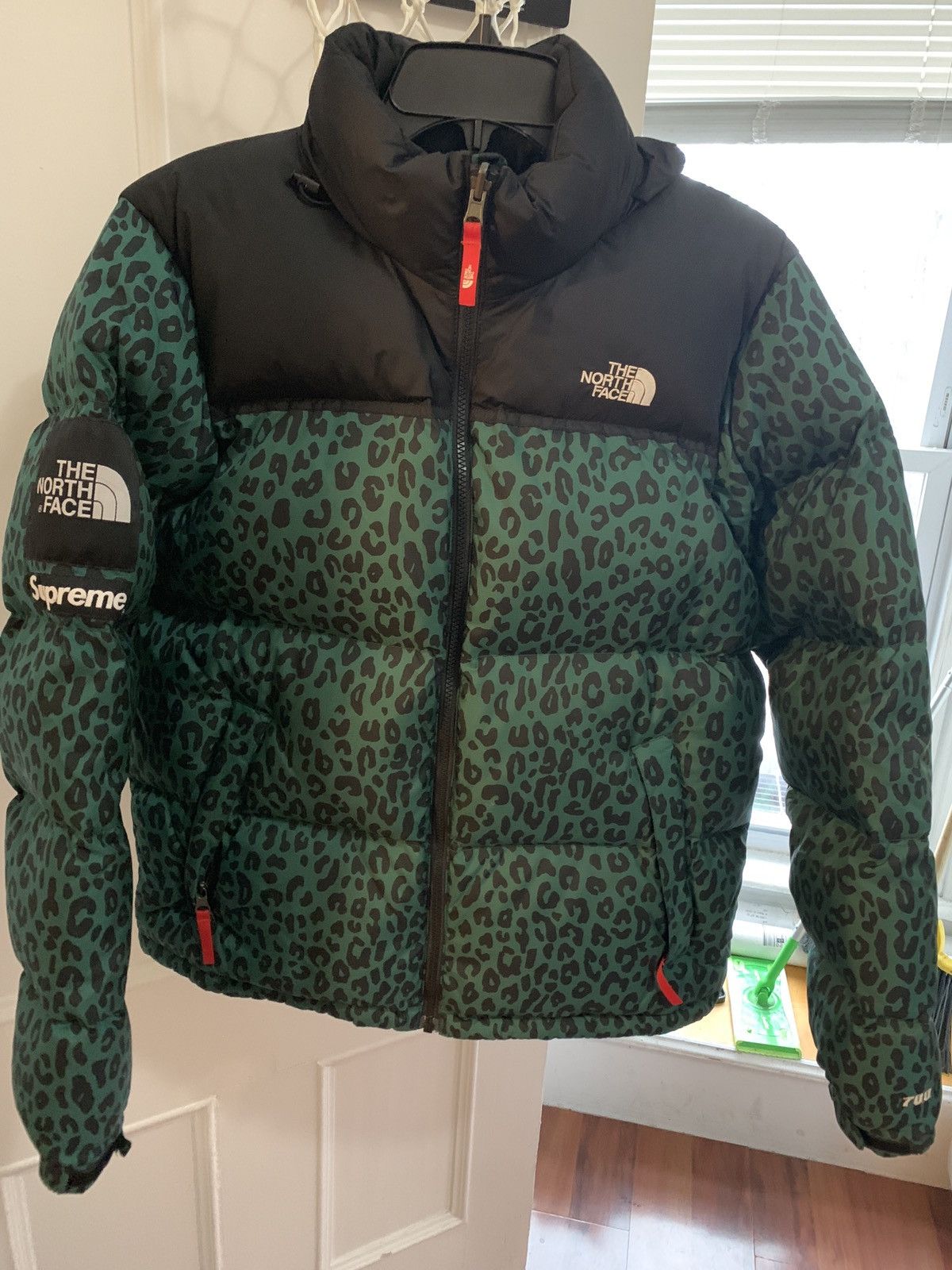 Supreme Supreme x TNF Leopard Nuptse Jacket Green Medium | Grailed