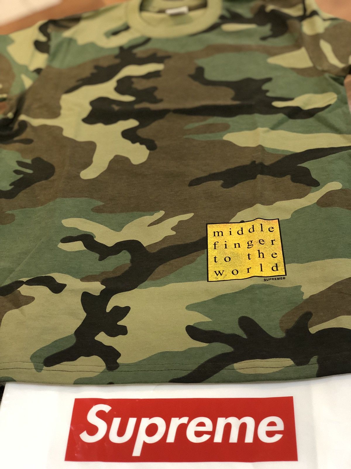 Supreme Brand new Supreme Camo middle finger to the world Tshirt | Grailed
