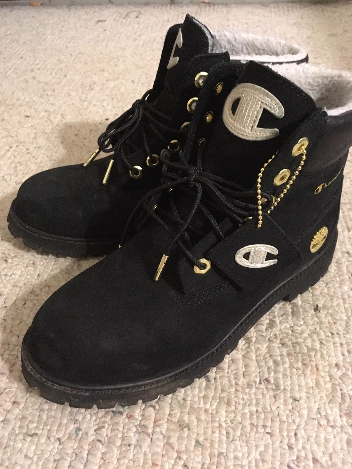Timberland Faux Fur Champion X Timberland Black Boot | Grailed