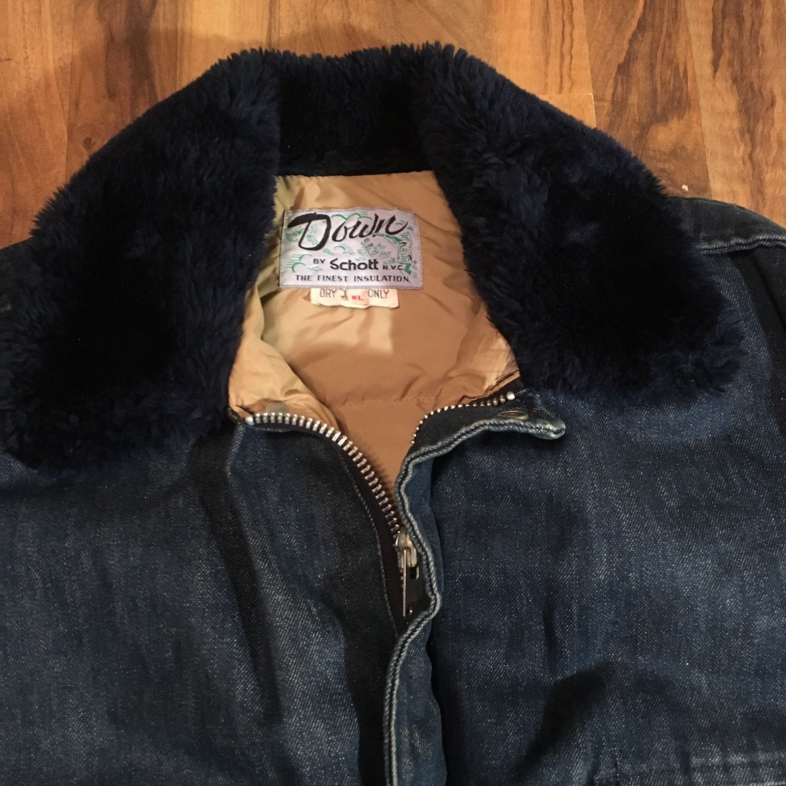Vintage Vintage Schott Denim Flight Jacket Goose Down | Grailed