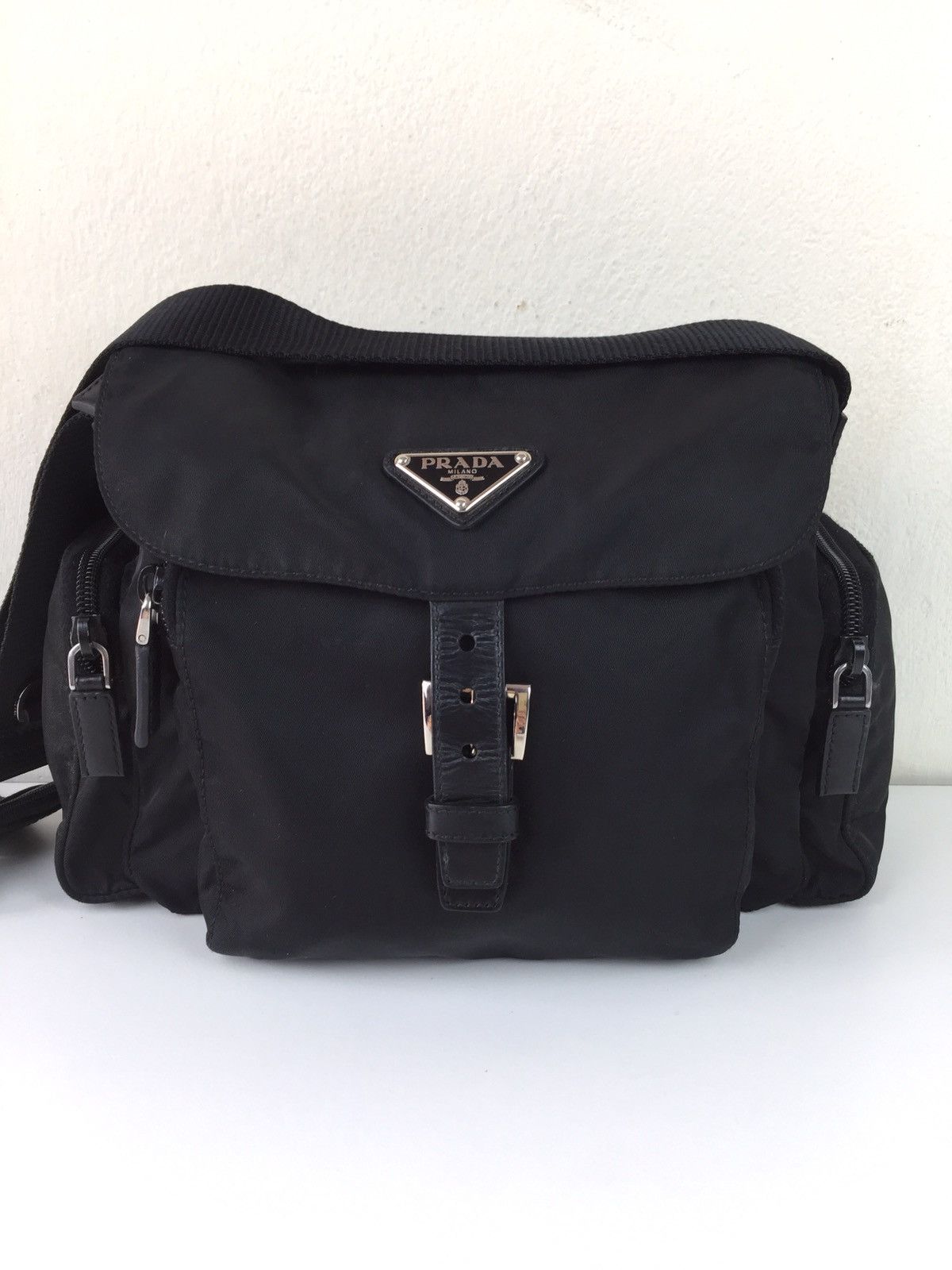 Prada Prada nylon bag BT0501 nylon black X silver metal fittings Prada bag shoulder bag | Grailed