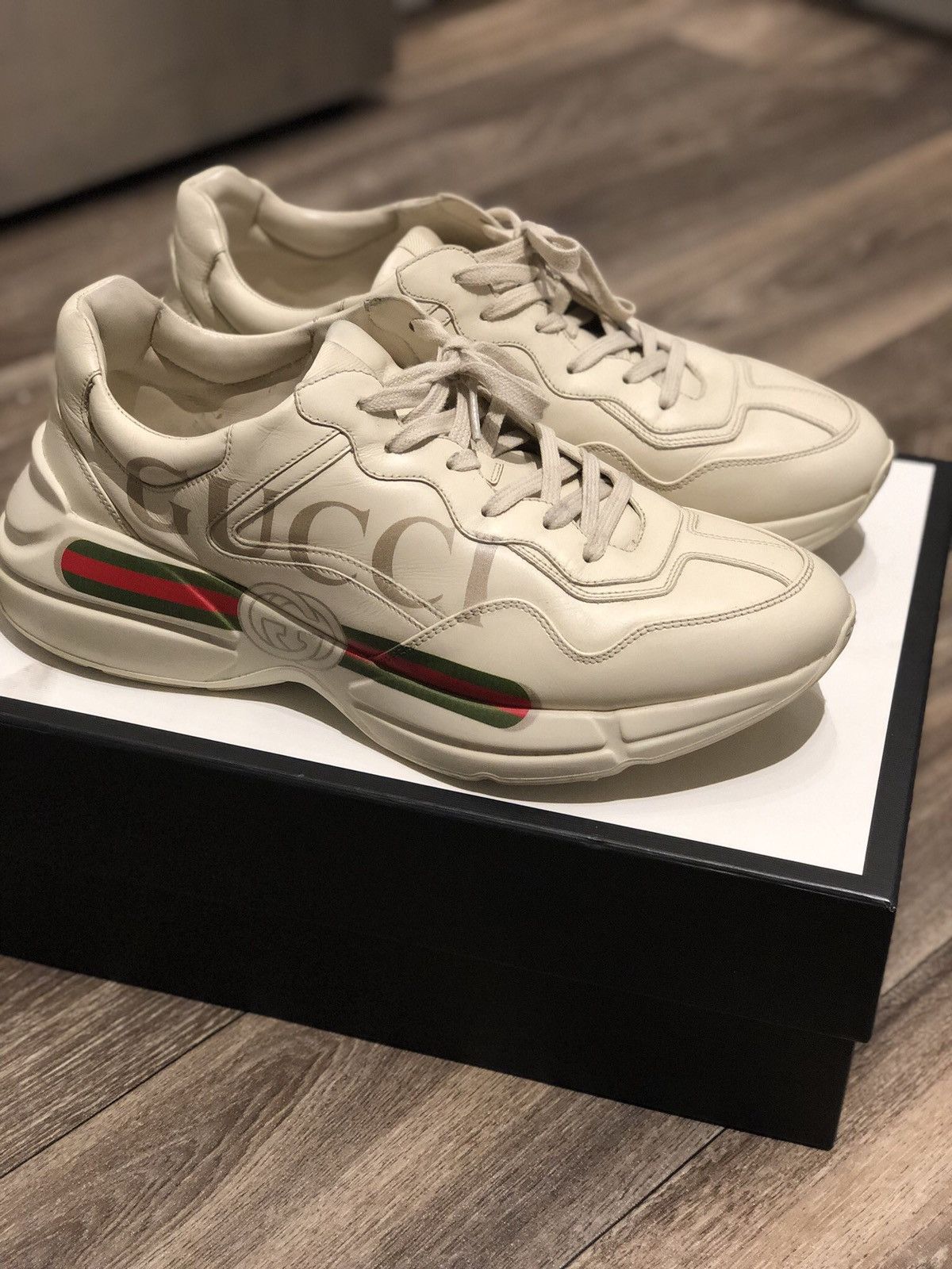 Gucci Gucci Rython Retro Logo Leather Sneakers | Grailed