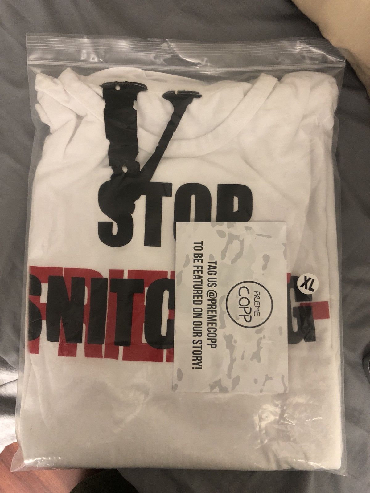 Vlone Vlone Stop Snitching No Cap White Tee | Grailed
