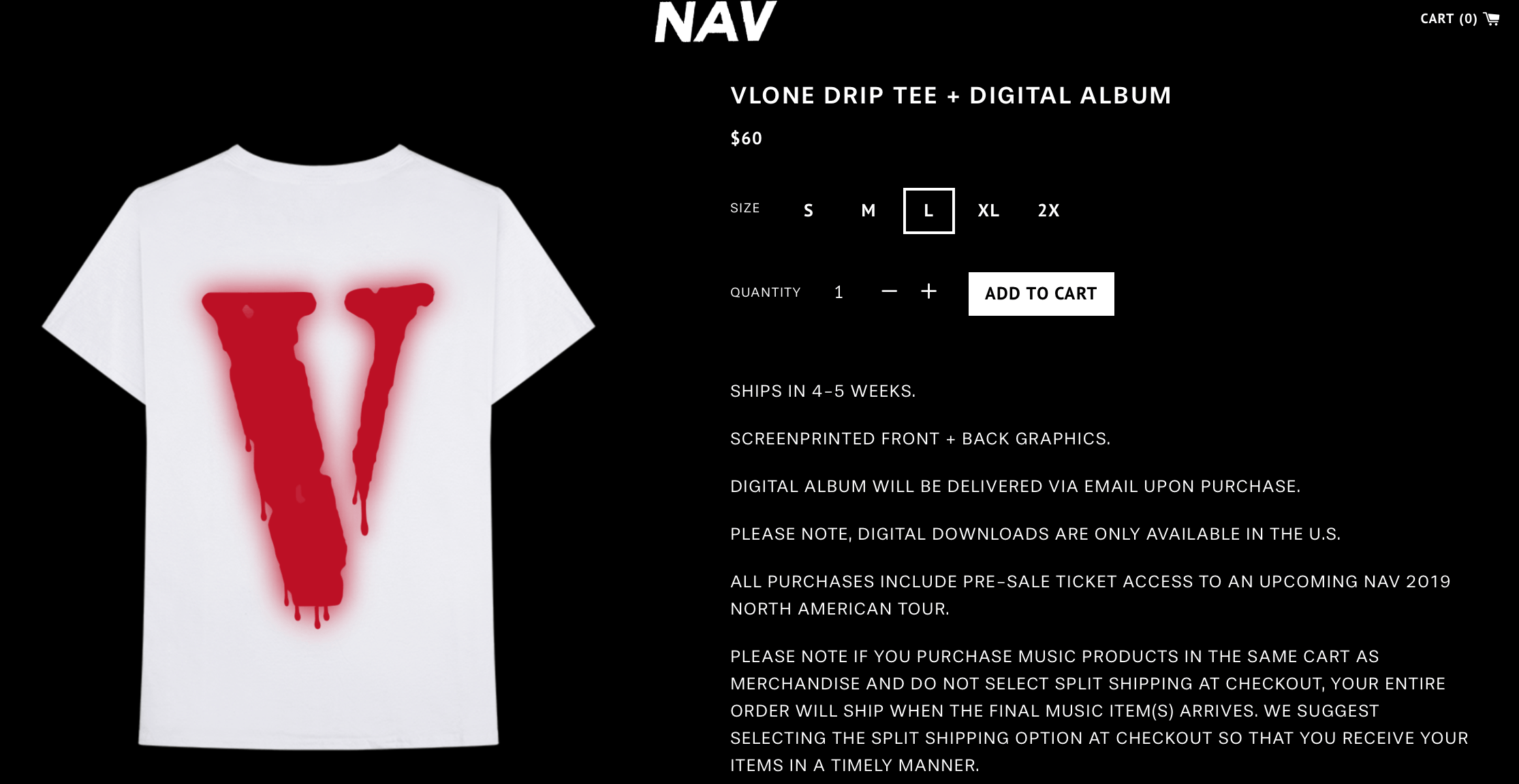 Vlone NAV x VLONE Drip Tee in White - Bad Habits Album Merch 💽 | Grailed