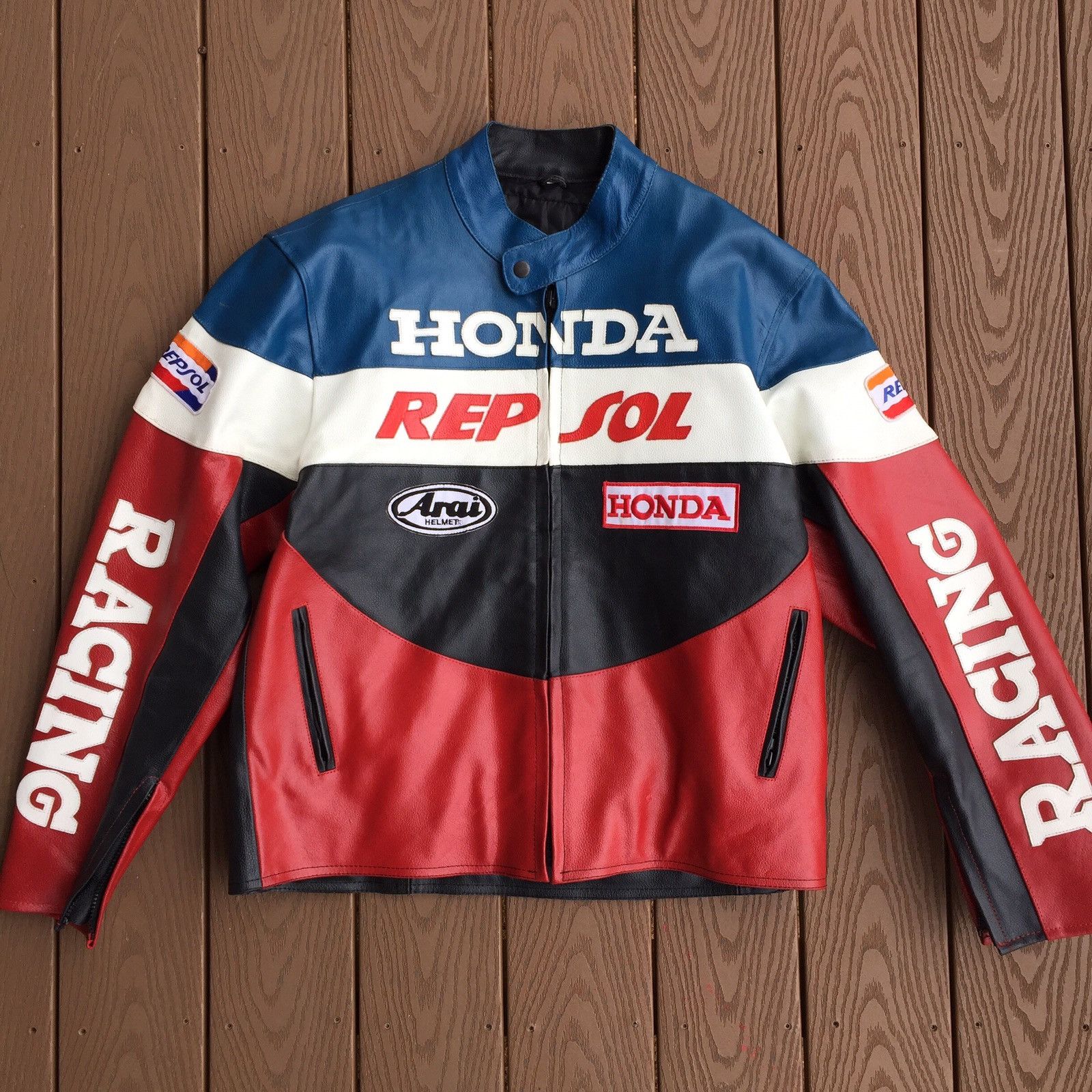 Honda Vintage Honda Racing Motorcycle Leather Jacket 90s Large | Grailed