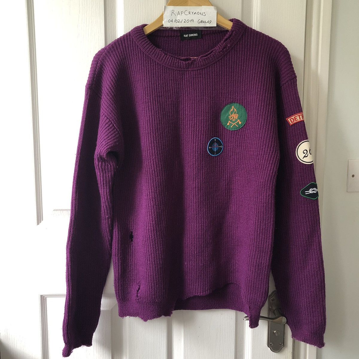 Raf Simons Raf Simons Distressed Patches Sweater / Boy Scout Sweater ...