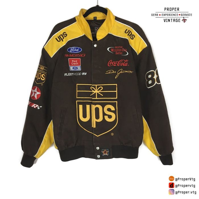 Jh Design Vintage Dale Jarrett #88 Brown UPS NASCAR Racing Race Jacket ...