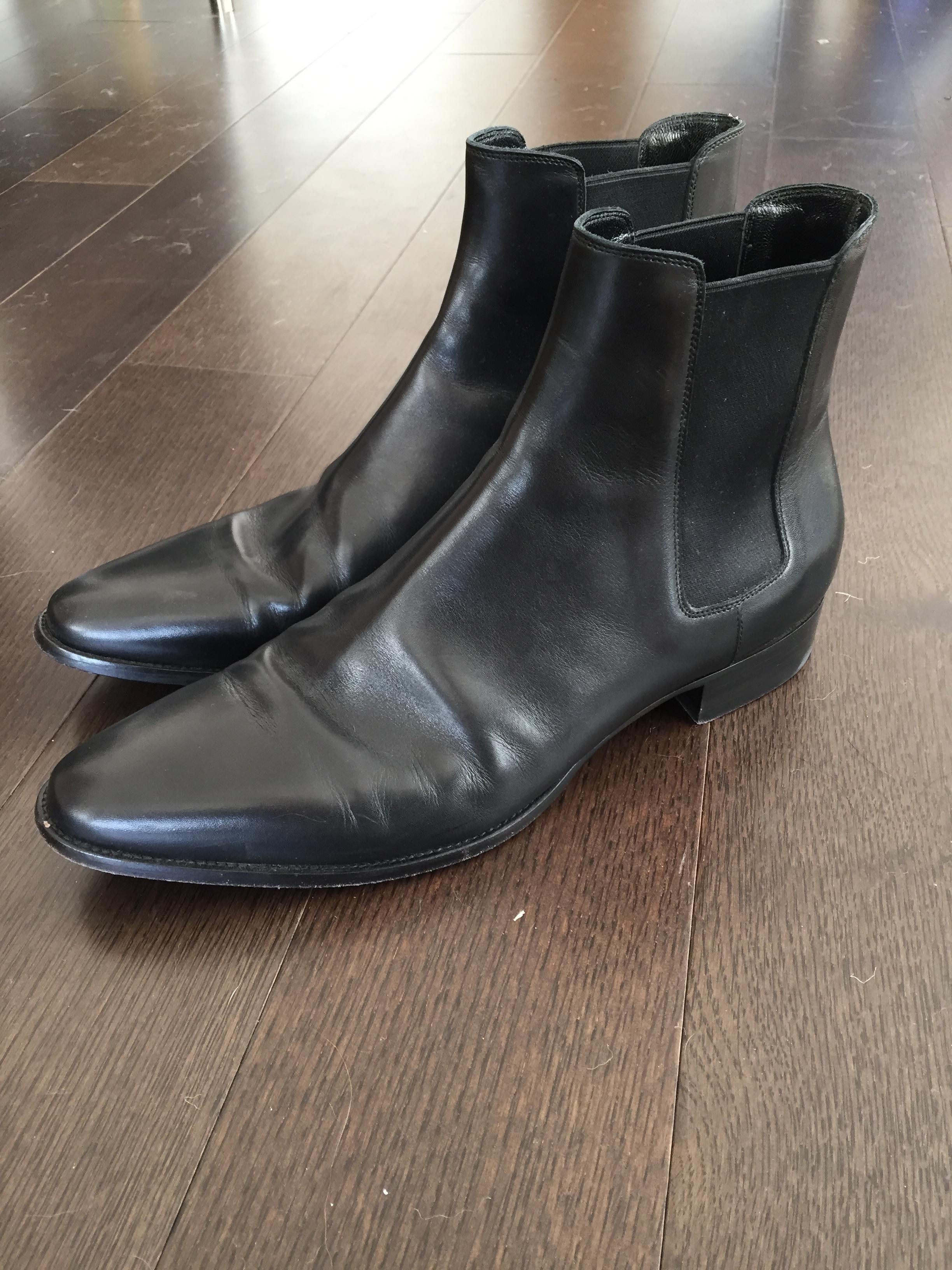 Saint Laurent Paris SLP Hedi Slimane black leather chelsea boot | Grailed