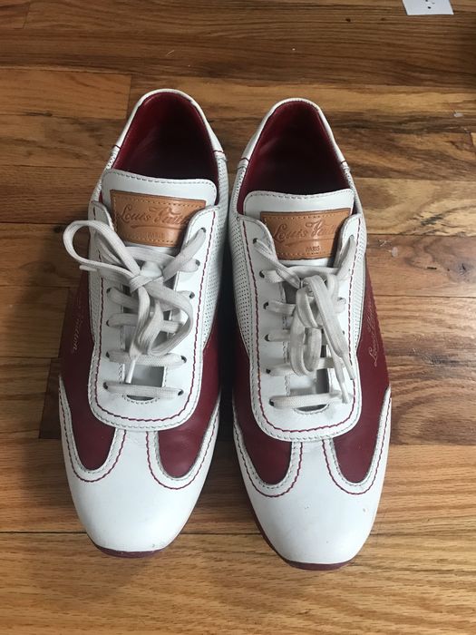 Louis Vuitton Red and White lowtop runners | Grailed