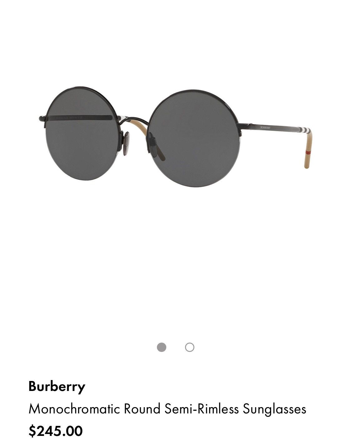 Burberry New Burberry Monochromatic Round Semi-Rimless Sunglasses | Grailed