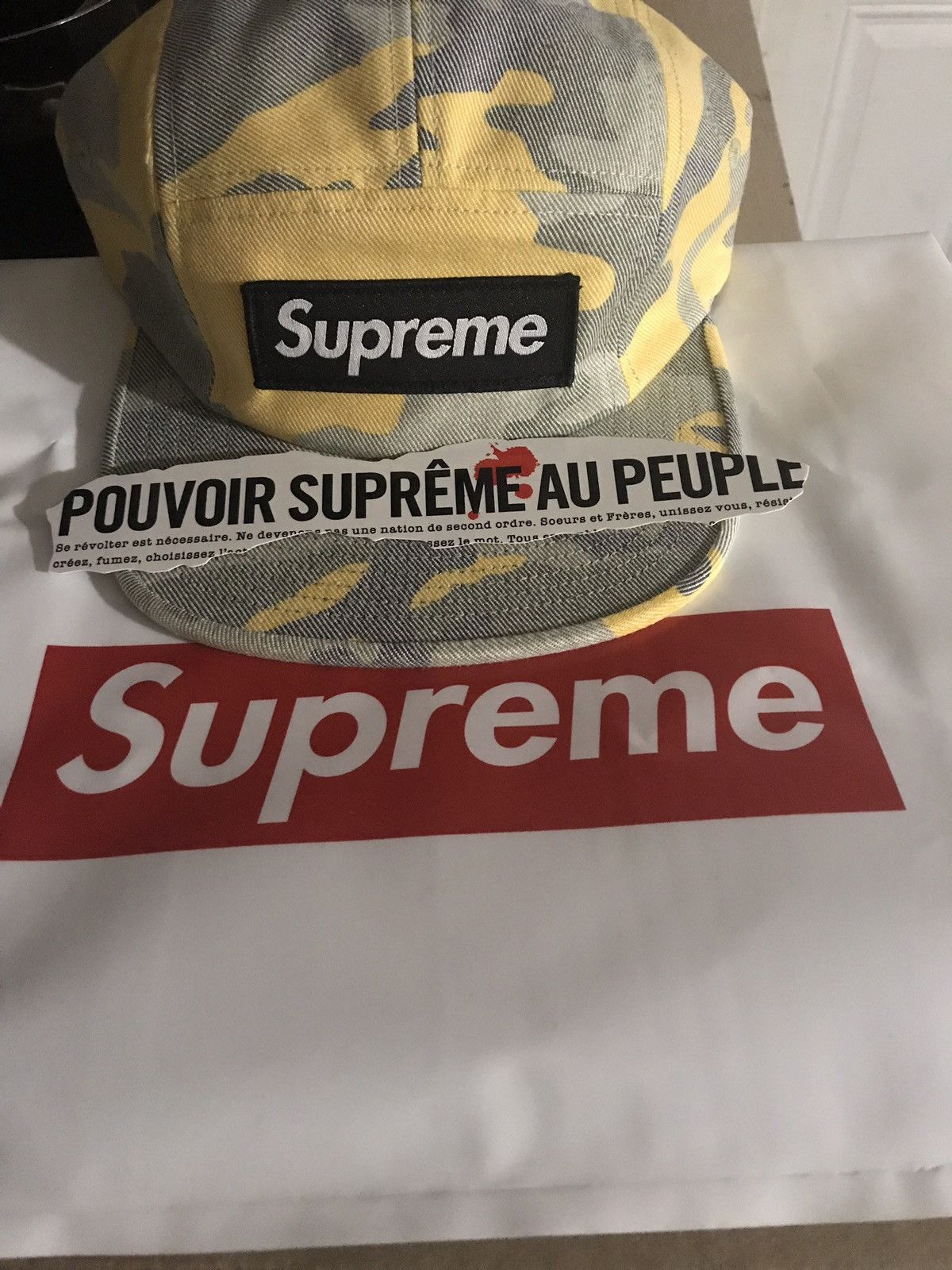 Stone Island × Supreme Supreme Yellow Camo Hat | Grailed