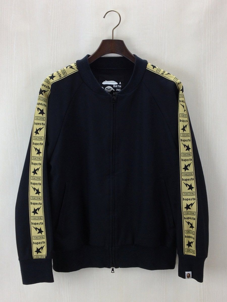 Bape Jacket Black BAPESTA SLEEVE Pattern Zip up | Grailed