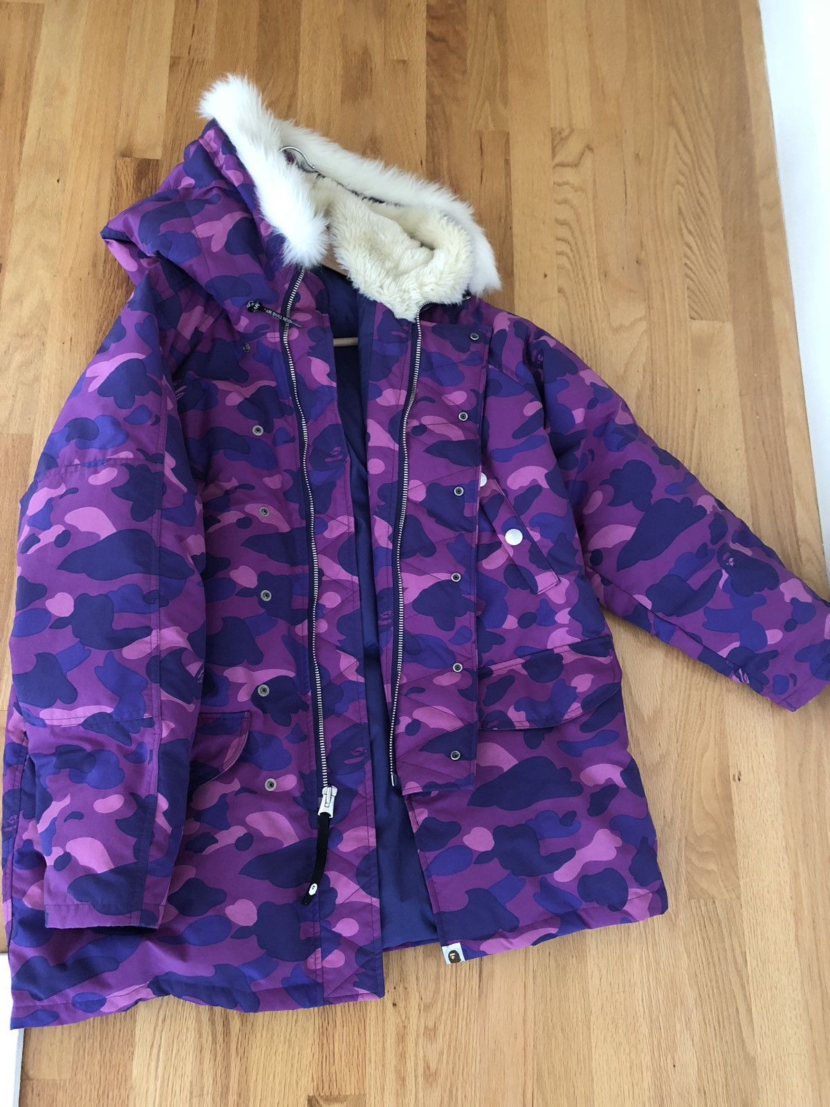 Bape Bape Purple Camo Puffer Jacket | Grailed