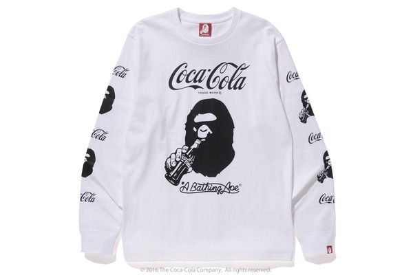 Bape Bape X Coca Cola A bathing ape drinks Coke LS white Tee size Xl ...