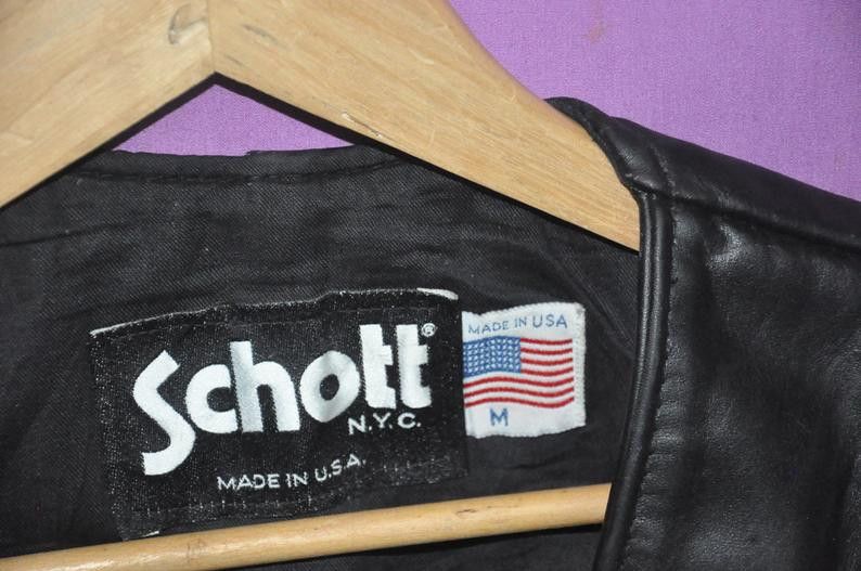 Vintage Vintage 90s Schott NYC Sportswear Black Leather Vest Made In ...