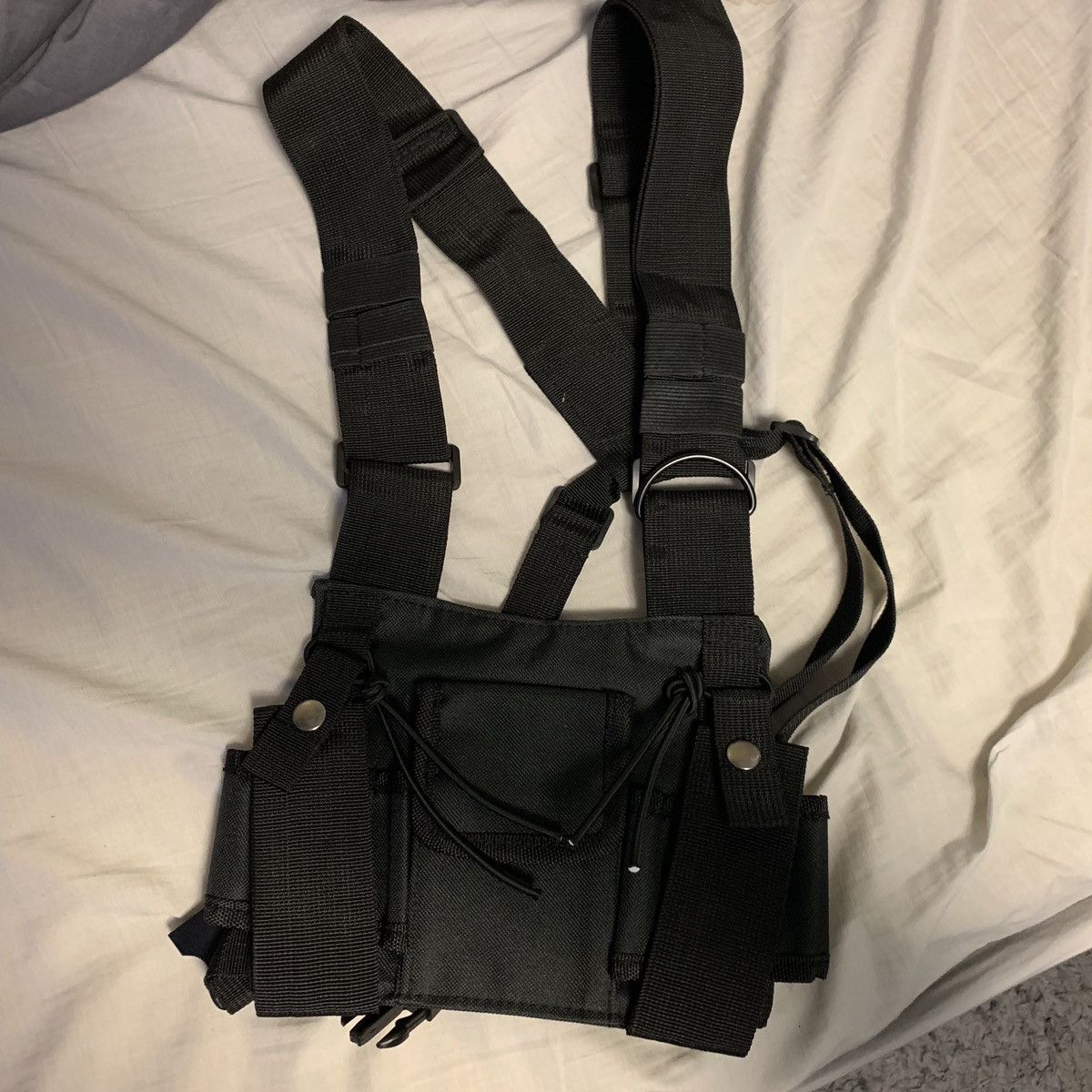 Military × Streetwear × Vintage Black Reflective Tactical chest rig ...
