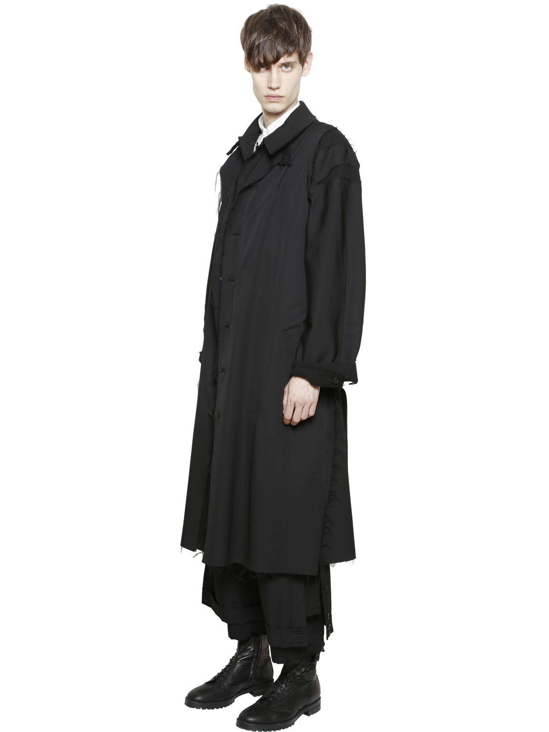 Yohji Yamamoto YYPH FW15 Reversible Raw Cut Wool Gabardine Coat | Grailed