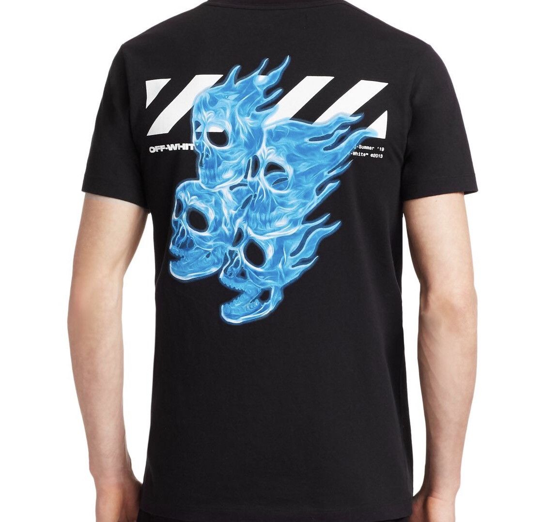 Off-White Off-White Slim-Fit Diagonal Skulls Graphic Tee Small | Grailed