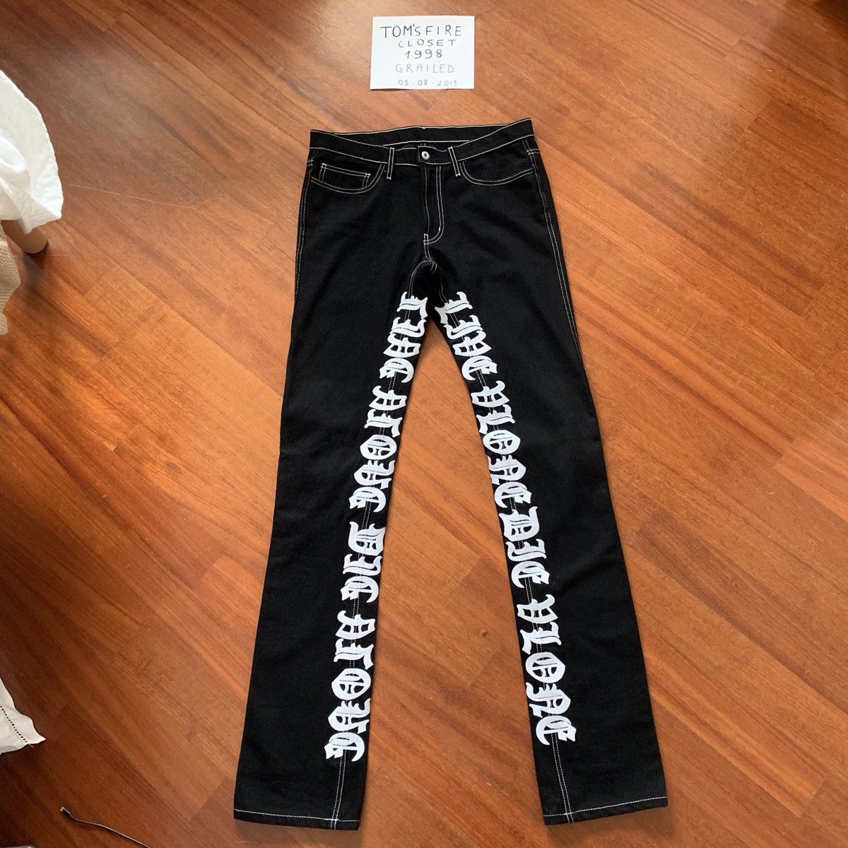 Vlone Vlone Old English Gothic Denim Jeans | Grailed
