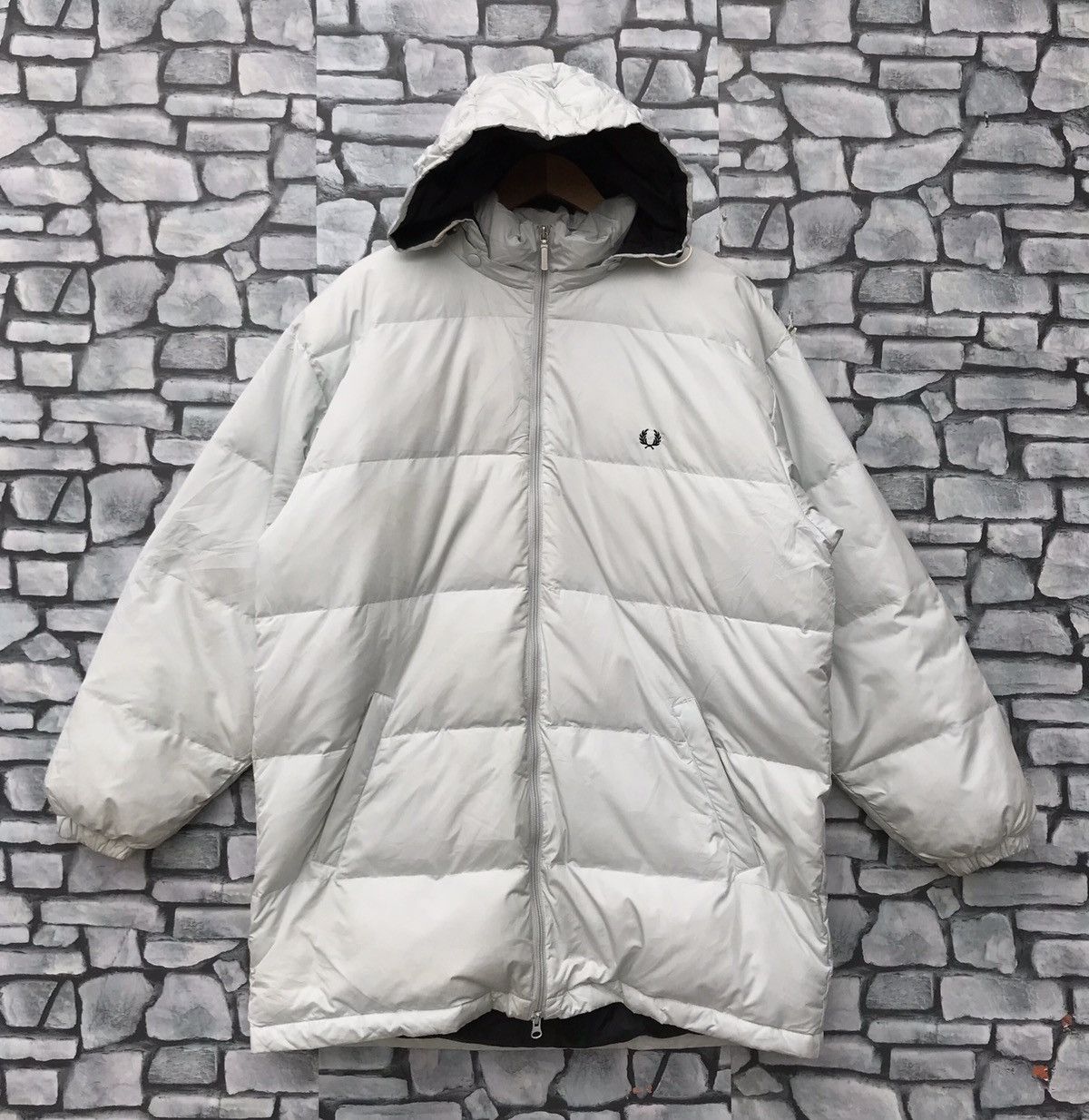 Fred Perry FRED PERRY Silver Hoodie Jacket 90s Fred Perry Puffer Jacket ...