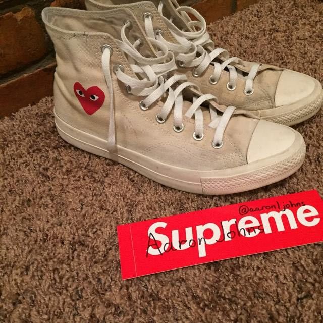 Comme des Garcons CDG x Converse Cream Small Heart High | Grailed