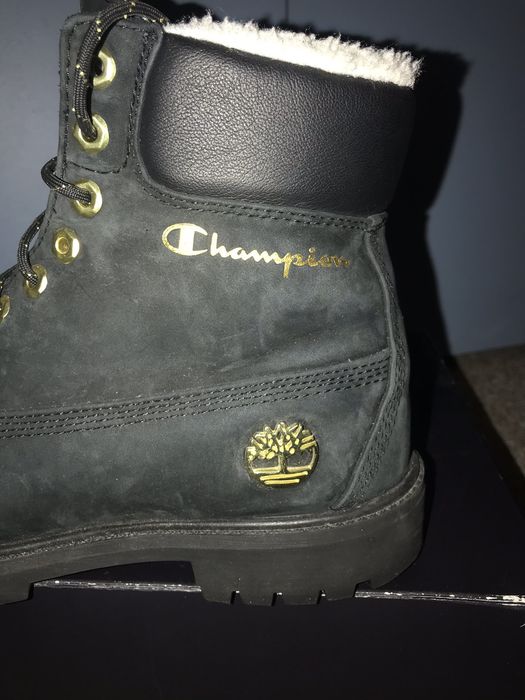 Timberland Faux Fur Champion X Timberland Black Boot | Grailed