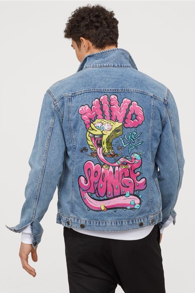 H&M H&M “MIND LIKE A SPONGE” Spongebob Denim Jacket | Grailed