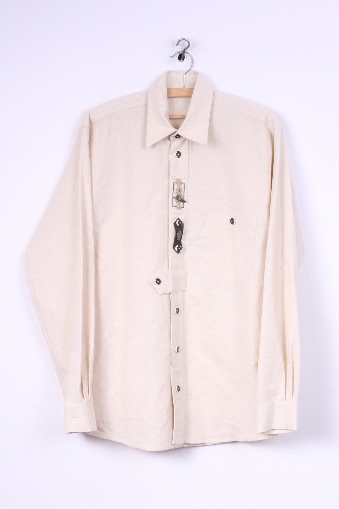 C&A Landhaus C&A Mens S 37/38 Casual Shirt Long Sleeve Cream Linen ...
