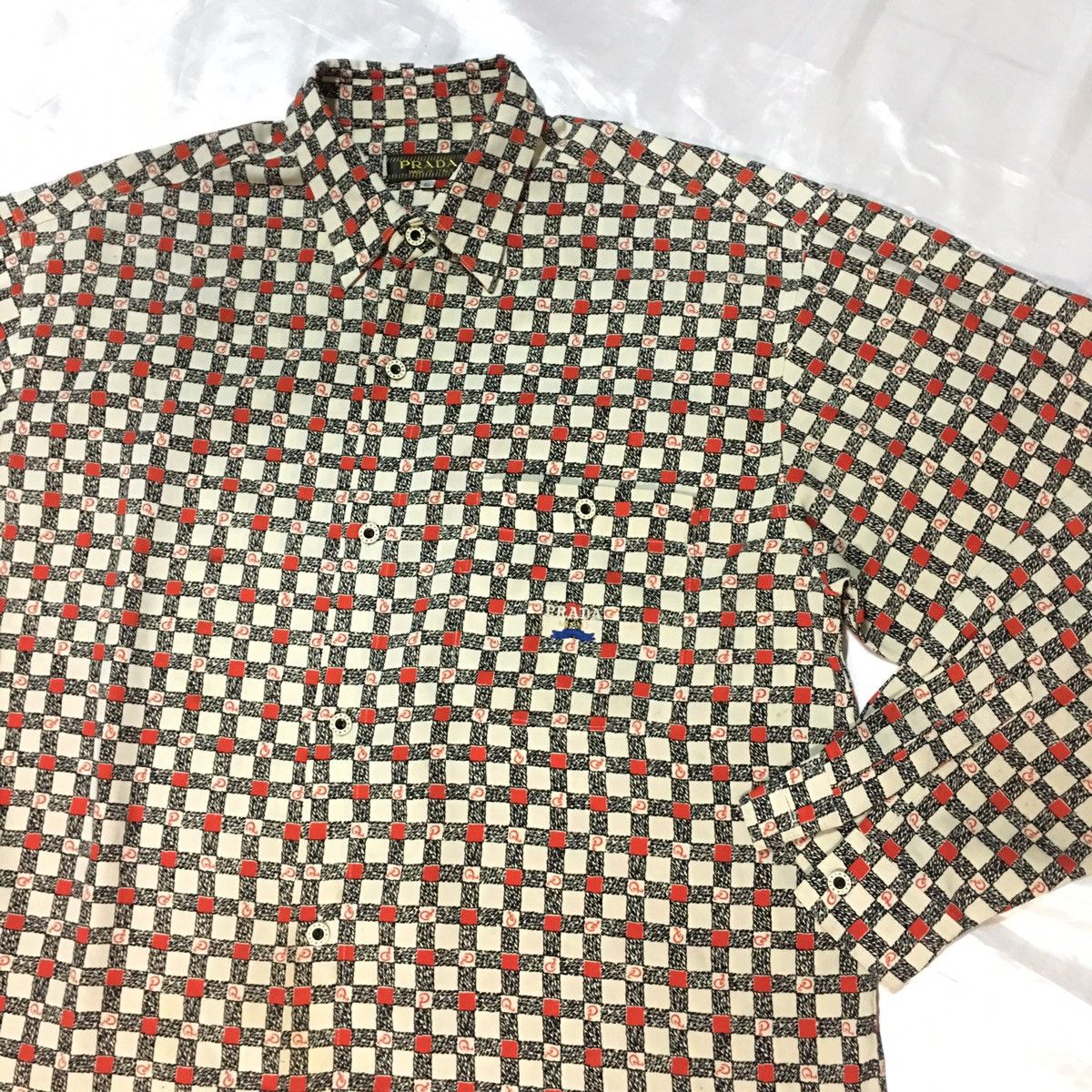 Prada Prada Checkerboard Pocket Logo Long Silk Sleeve Shirt | Grailed