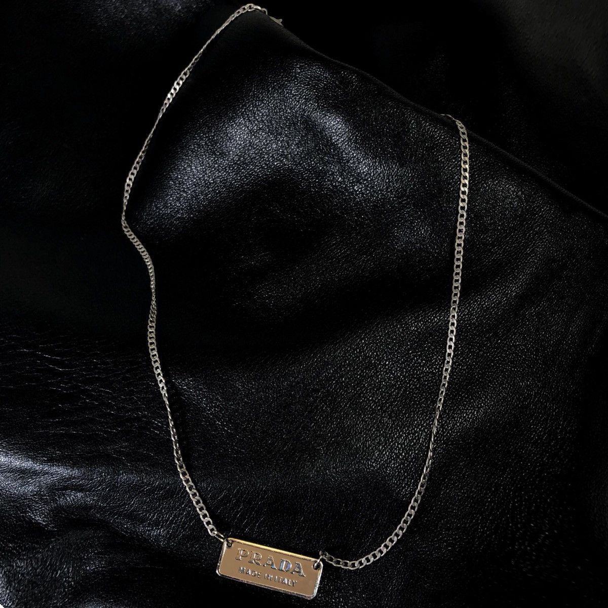 Prada PRADA Made In Italy Name Plate Custom Enamel Charm Necklace | Grailed