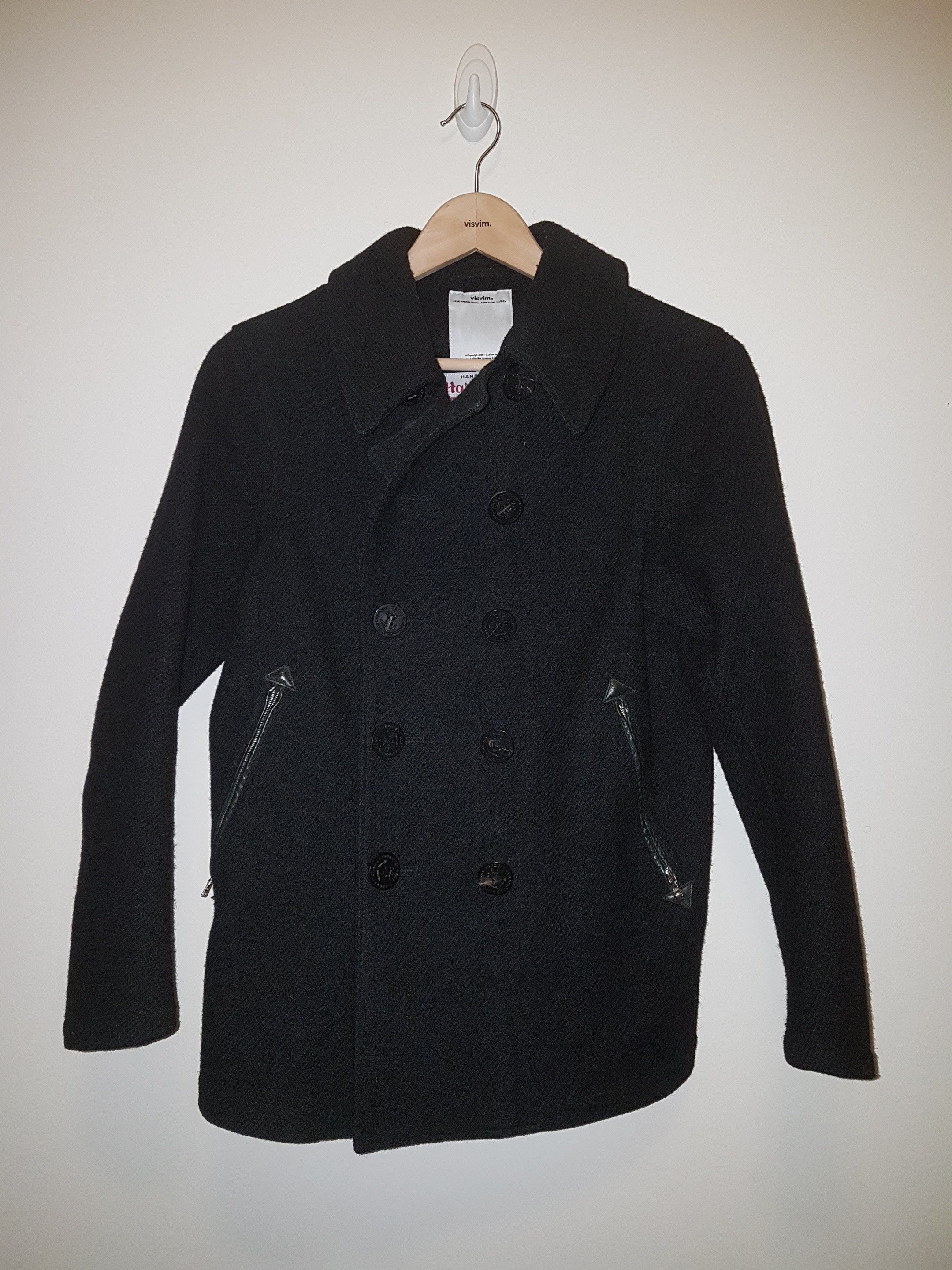 Visvim Visvim 3L Lieutenant Coat Harris Tweed Gore-Tex Peacoat in Black | Grailed
