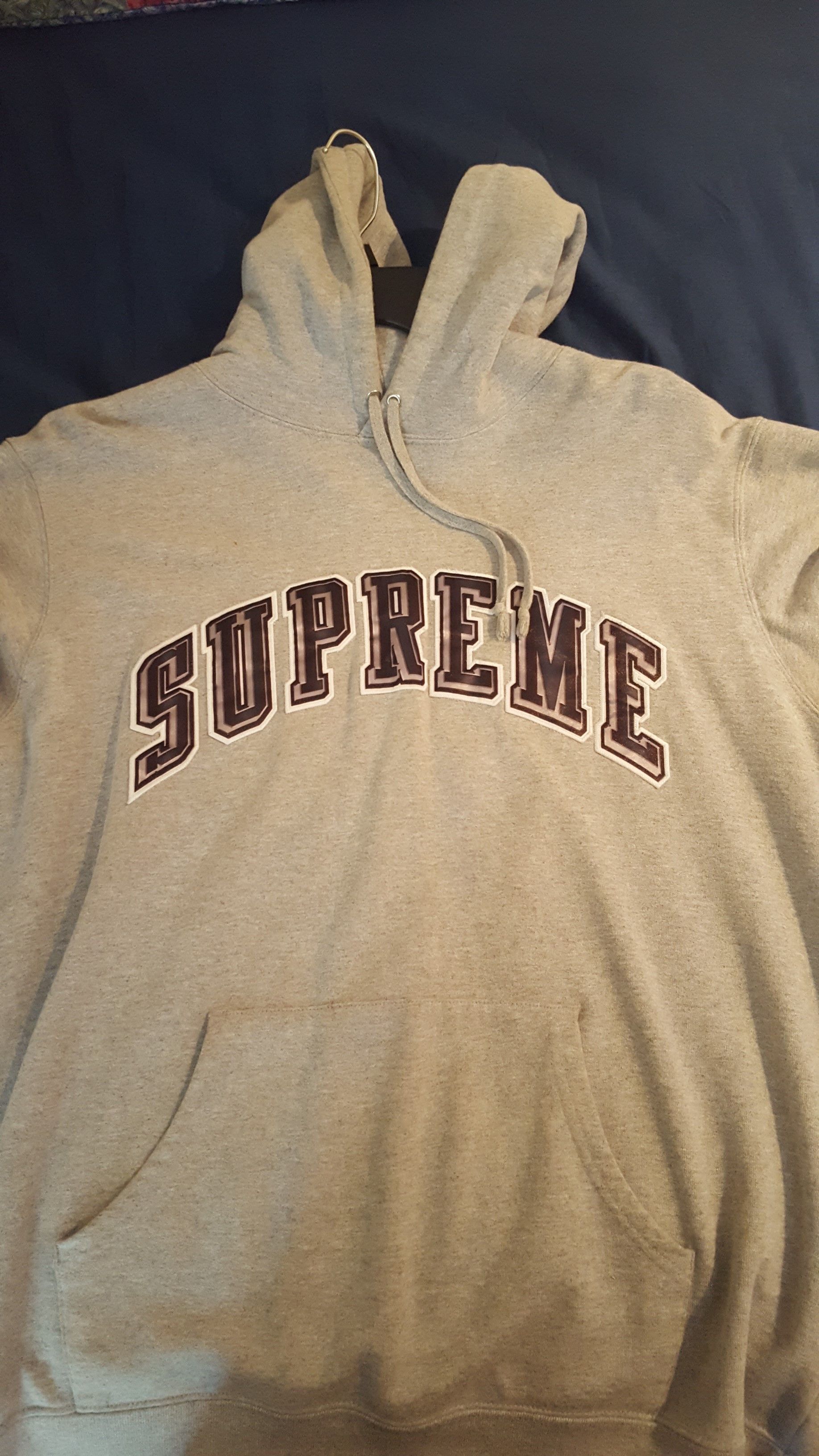 Supreme Grey Supreme college hoodie | Grailed