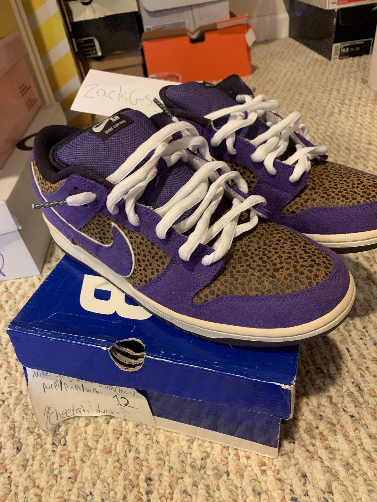 Nike Nike sb purple safari dunk low | Grailed
