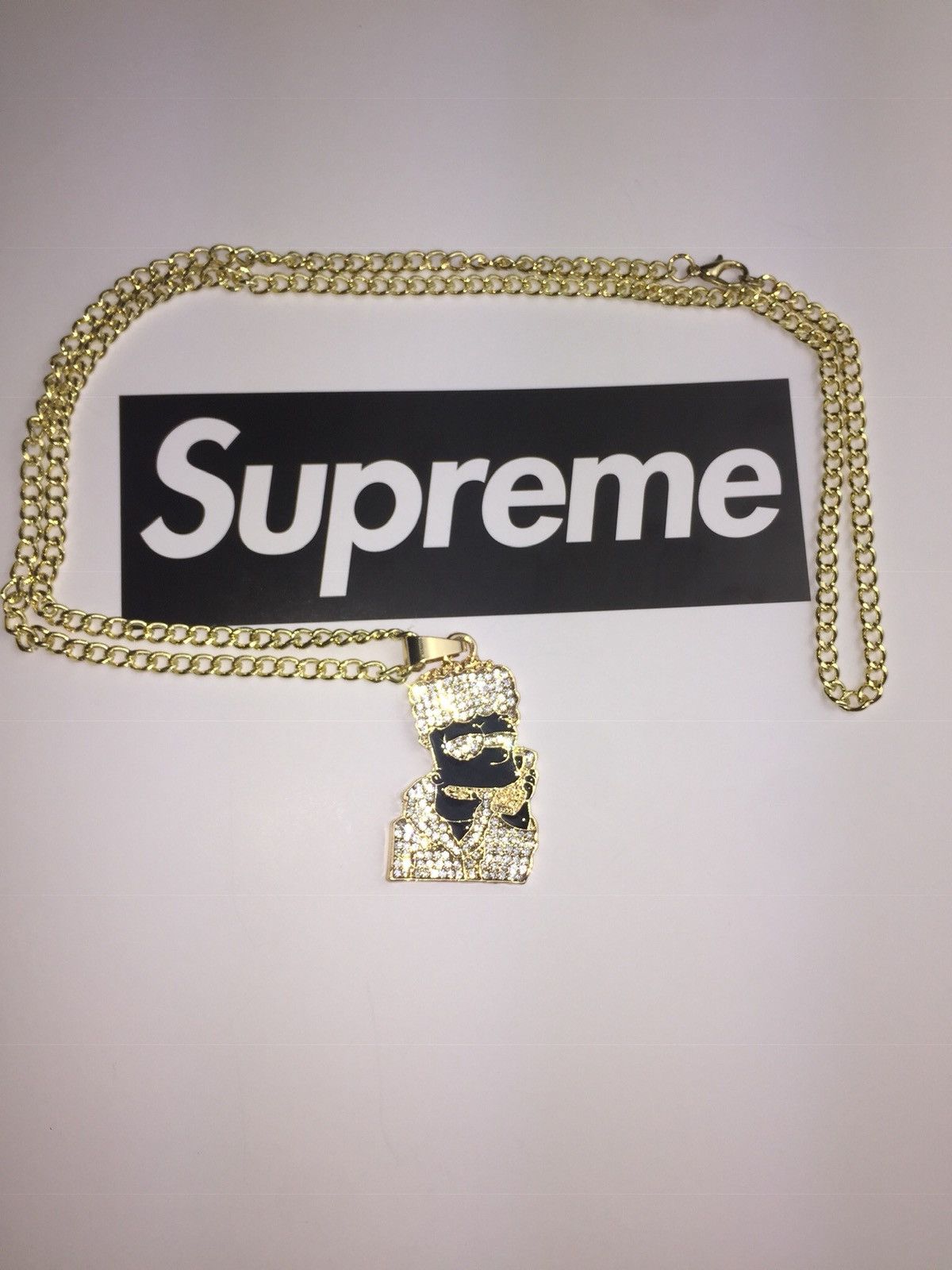 Custom × Jewelry Iced Out Bart Pendant And Chain Gold Bart Simpson ...
