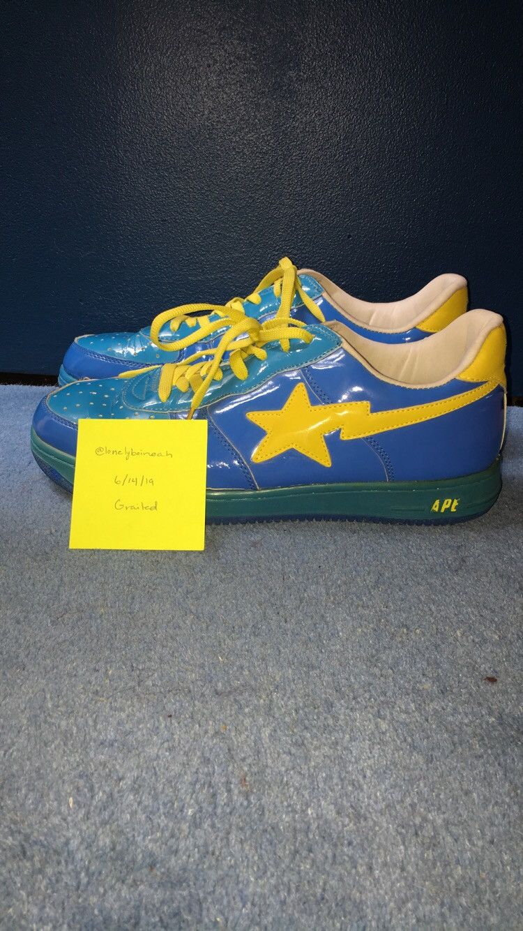 Bape Blue and Yellow Bapestas | Grailed