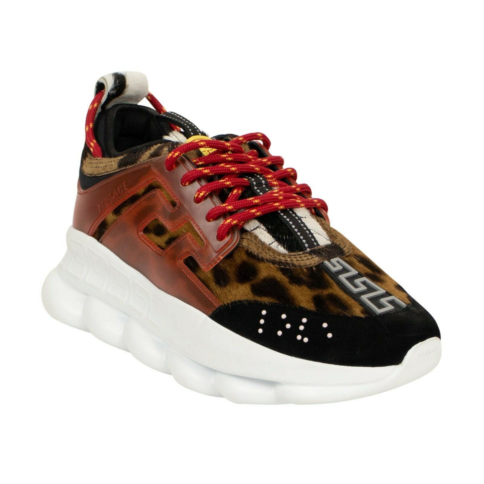 Versace Leopard Print Chain Reaction Nylon/Leather Sneakers | Grailed