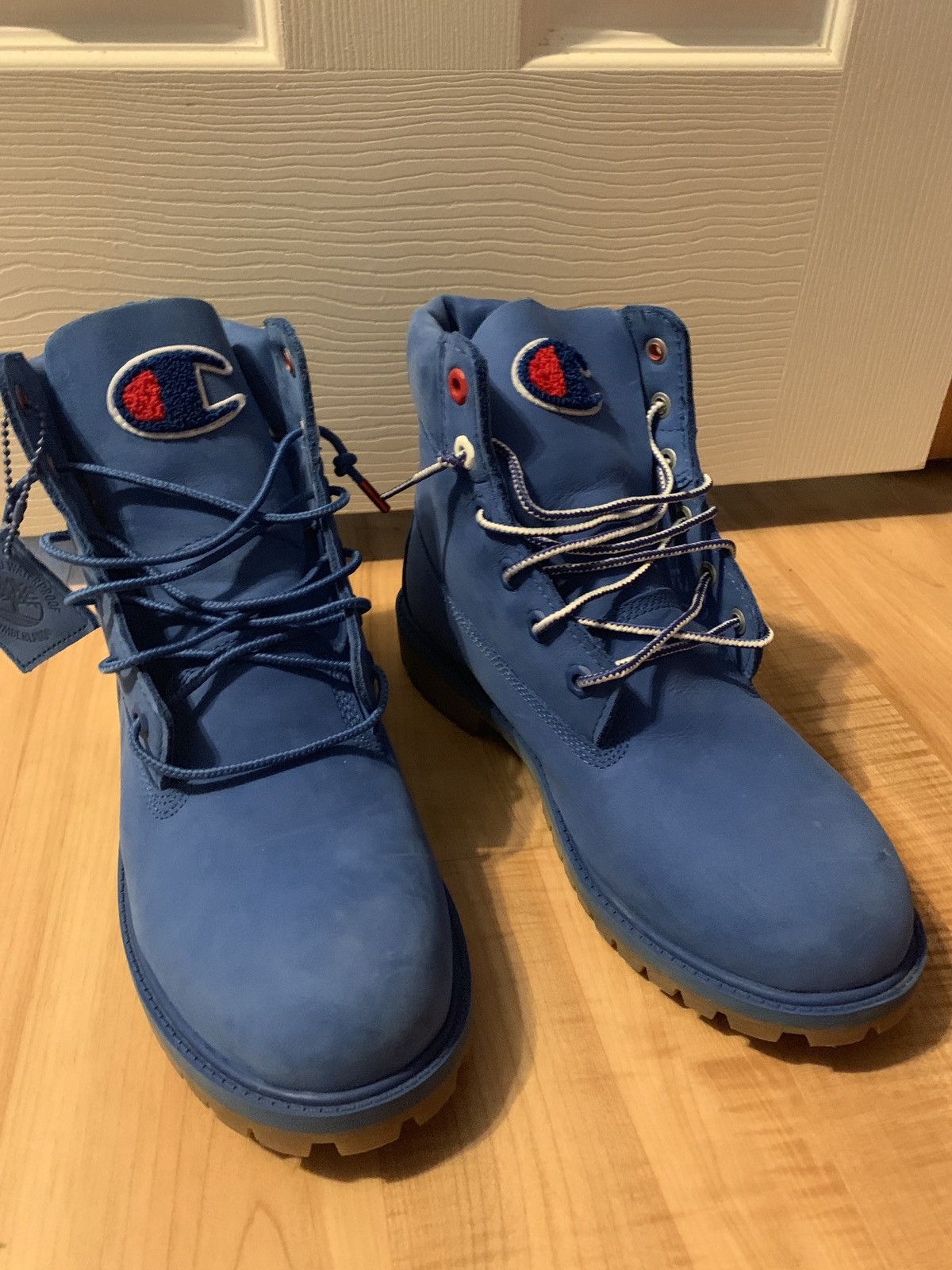 Timberland Timberland bright blue Champion collab boots | Grailed
