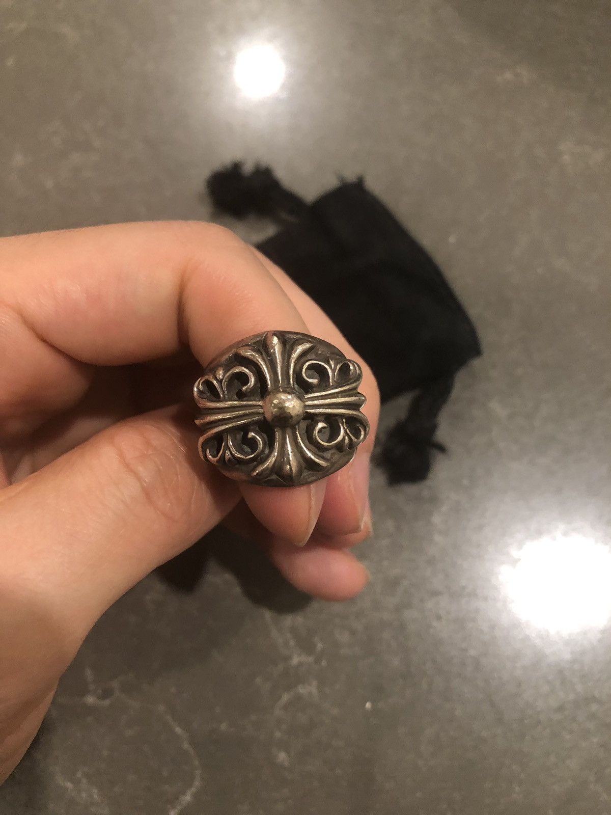 Vintage Chrome heart large keeper float cross ring US size 8 | Grailed