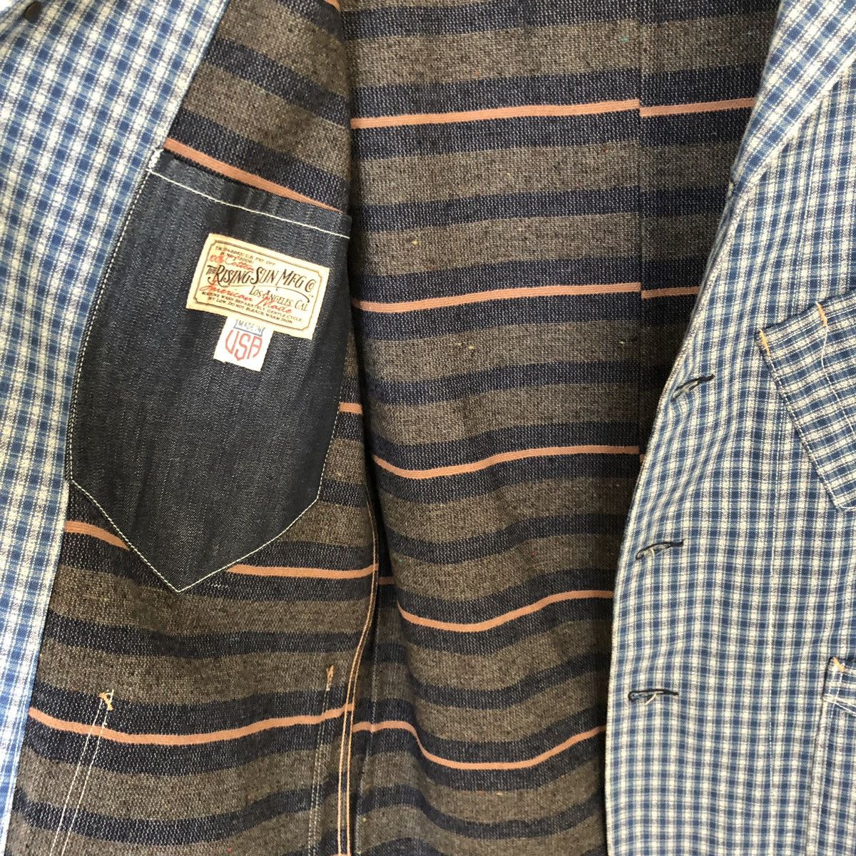 Rising Sun & Co. Rising Sun & Co gingham plaid selvage denim chore coat ...