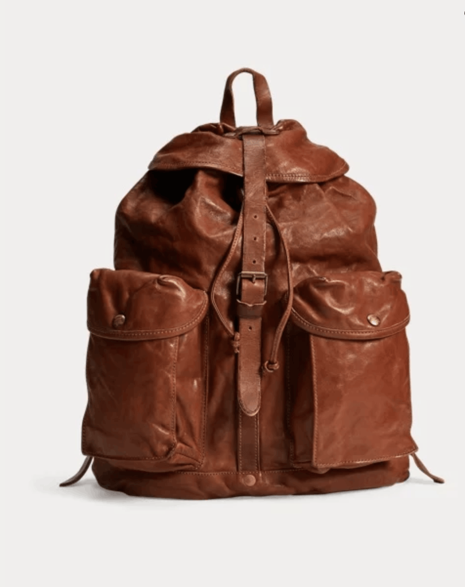 RRL Ralph Lauren rrl rucksack leather backpack tan | Grailed