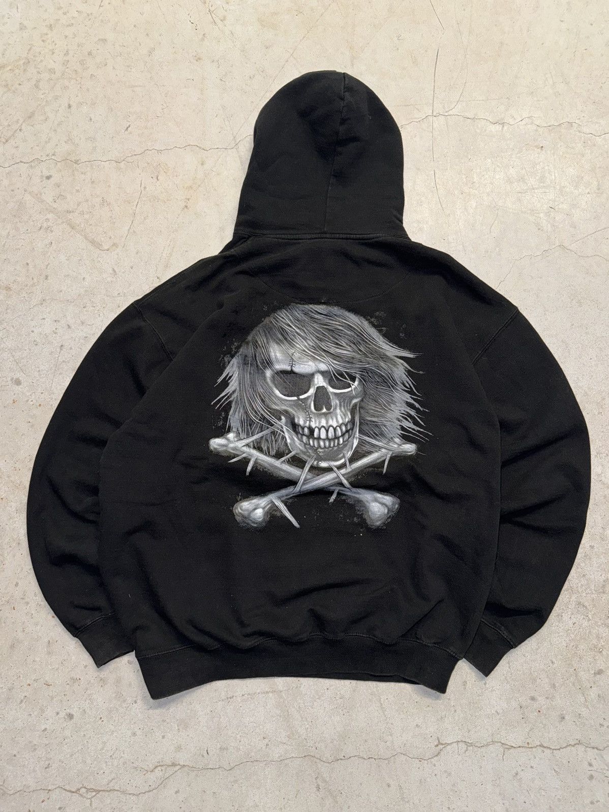 Harley Davidson Crazy Y2K Skull Grunge Motorcycles Biker Black Hoodie ...
