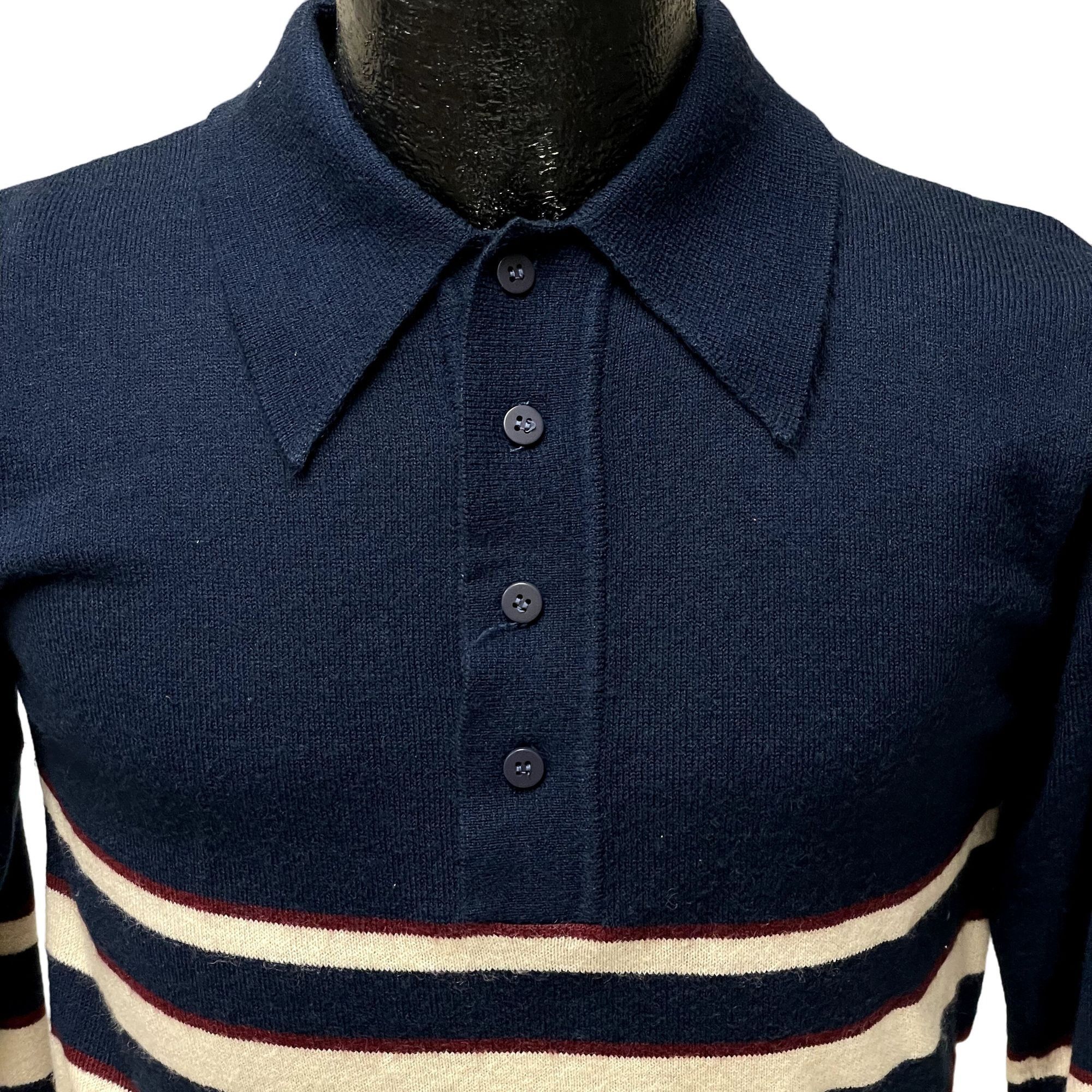 Arrow 70's Arrow Men Blue BUTTERFLY COLLAR MoD Sweater Knit Shirt | Grailed
