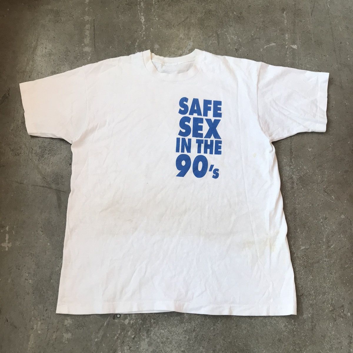 Designer × Streetwear × Vintage Vintage 1990s Safe Sex Condom Sense Tee Shirt Rare Art Grailed