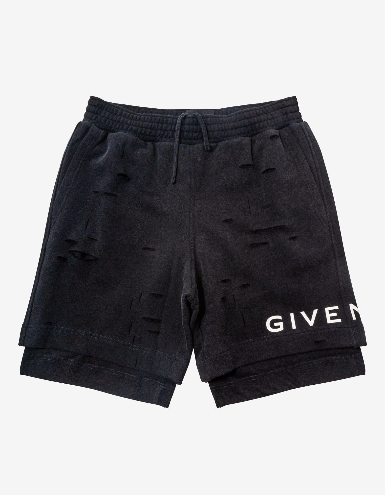 Givenchy Black Archetype Logo Destoyed Sweat Shorts | Grailed