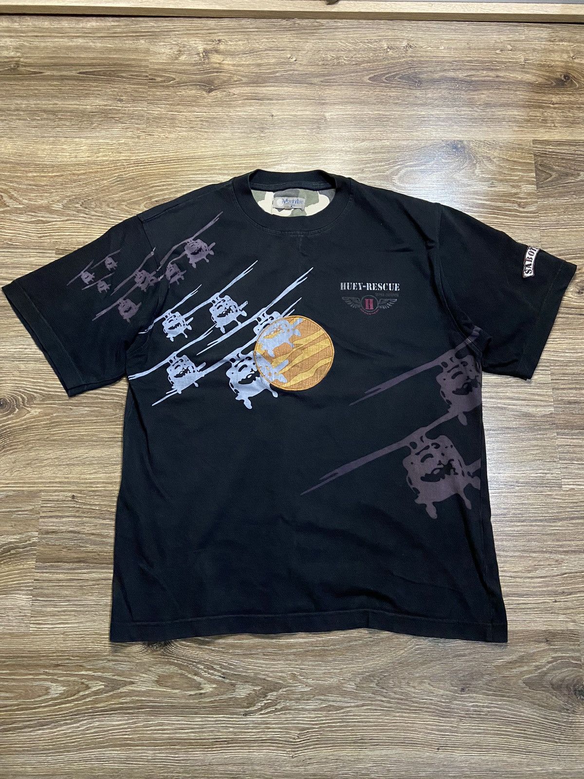 Vintage Rare Mettle y2k Faded Army HUEY-RESCUE SUPER-DEFERENSE | Grailed