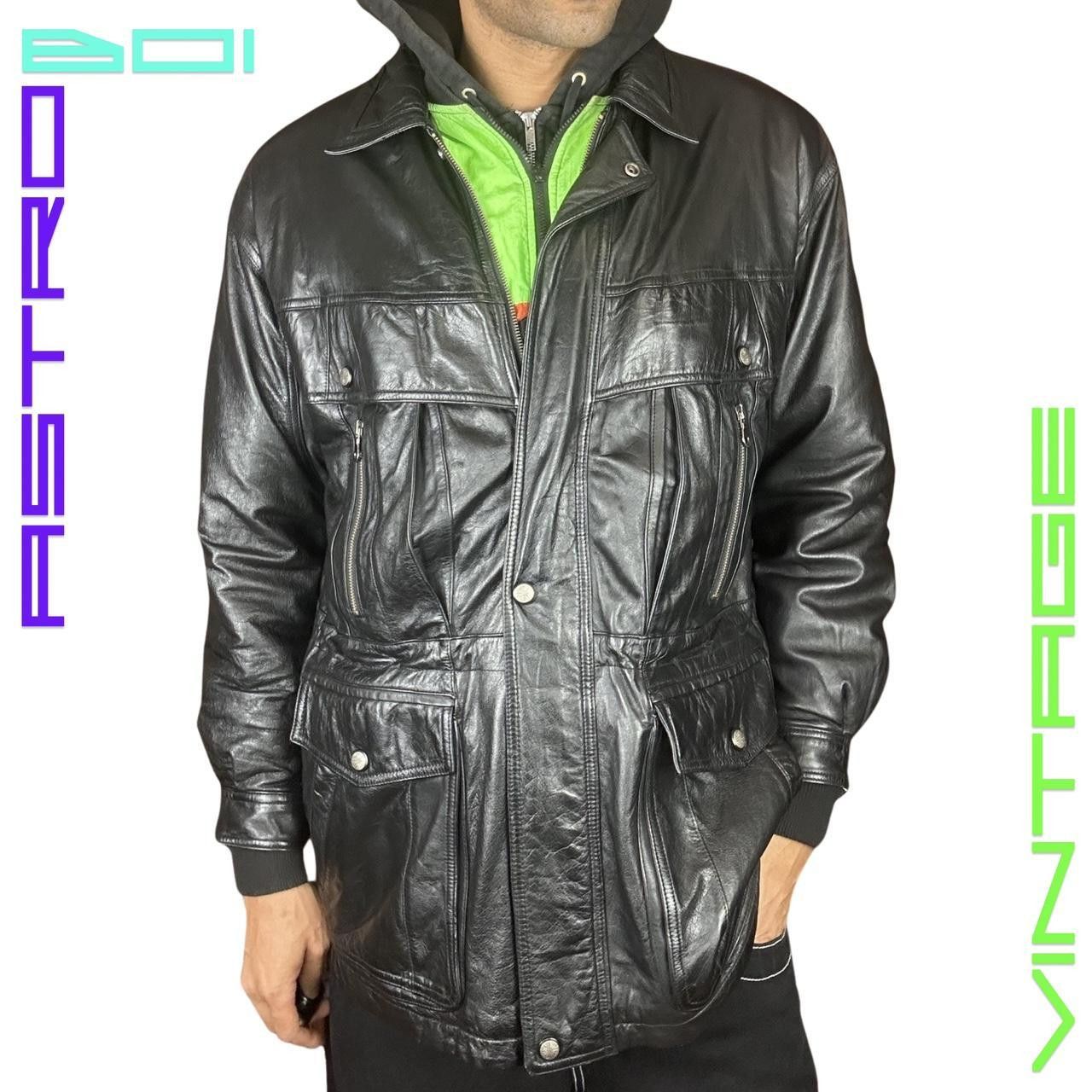 Vintage VINTAGE GLOBAL IDENTITY BLACK AVIATION BLACK LEATHER JACKET ...